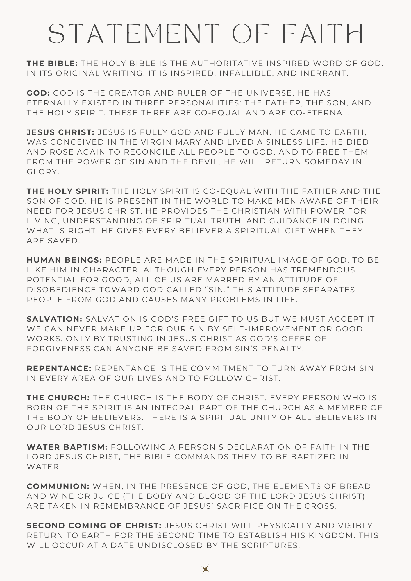 Statement of Faith – Yvette Walker I Positively Joy Ministries